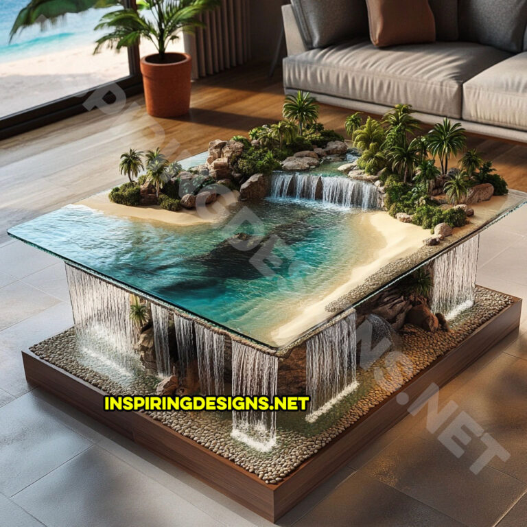 These Tropical Island Waterfall Coffee Tables Turn Any Room into a ...