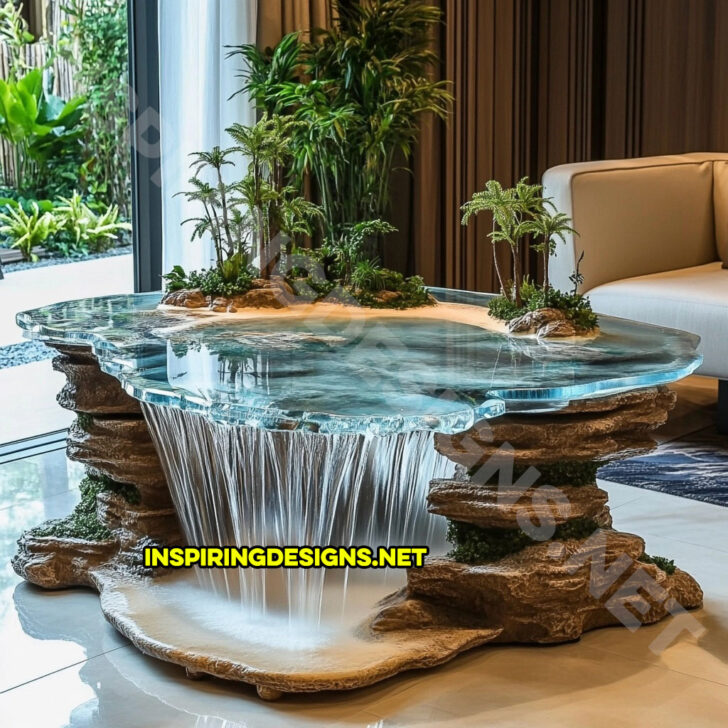 These Tropical Island Waterfall Coffee Tables Turn Any Room into a ...