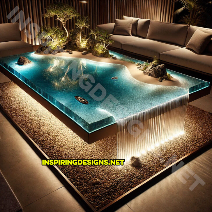These Tropical Island Waterfall Coffee Tables Turn Any Room into a ...