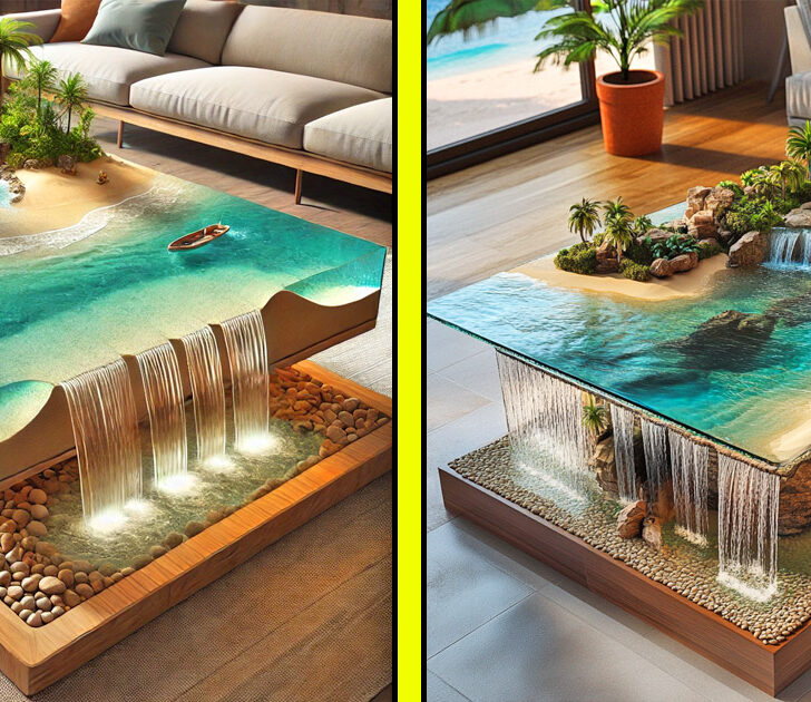 These Tropical Island Waterfall Coffee Tables Turn Any Room into a ...