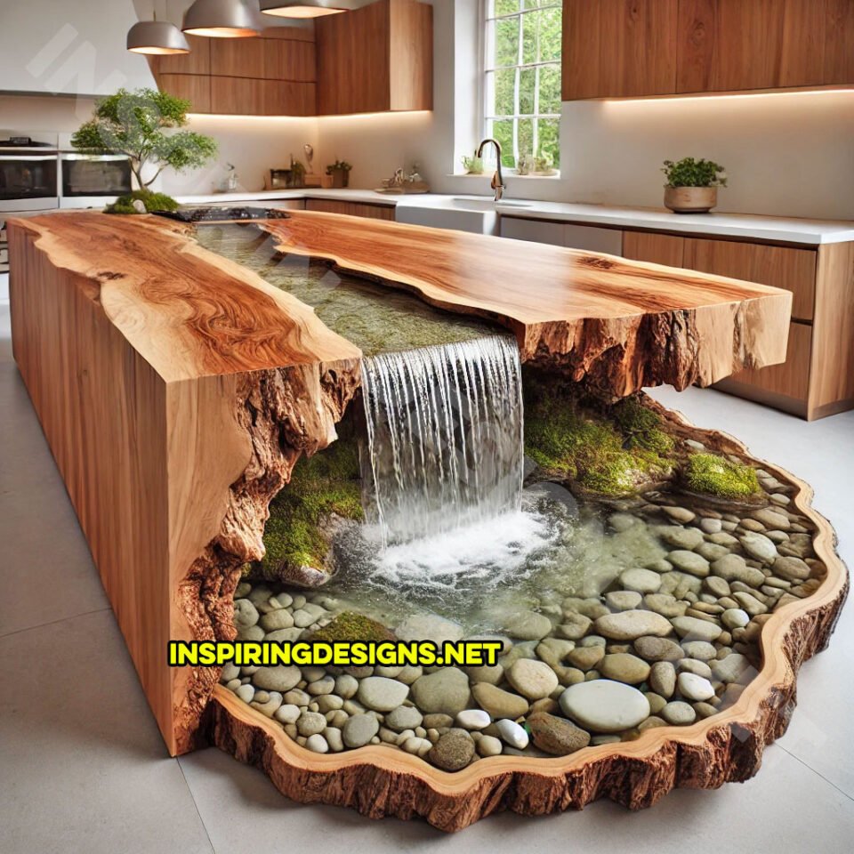 These Waterfall Kitchen Islands Will Turn Your Cooking Space into a Serene Oasis
