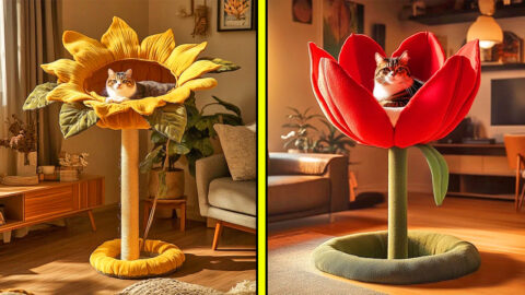 These Flower Shaped Cat Trees Will Make Your Home Bloom with Feline Fun