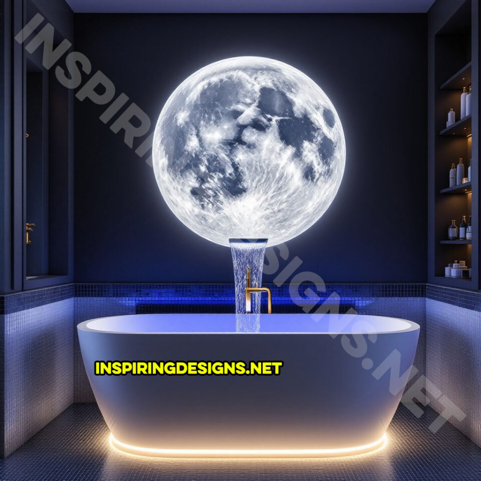 These Moon Waterfall Bathtubs Turn Bathing Into a Celestial Experience