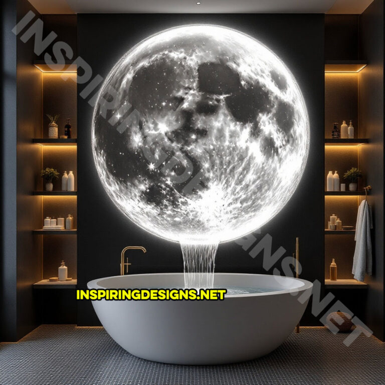 These Moon Waterfall Bathtubs Turn Bathing Into a Celestial Experience