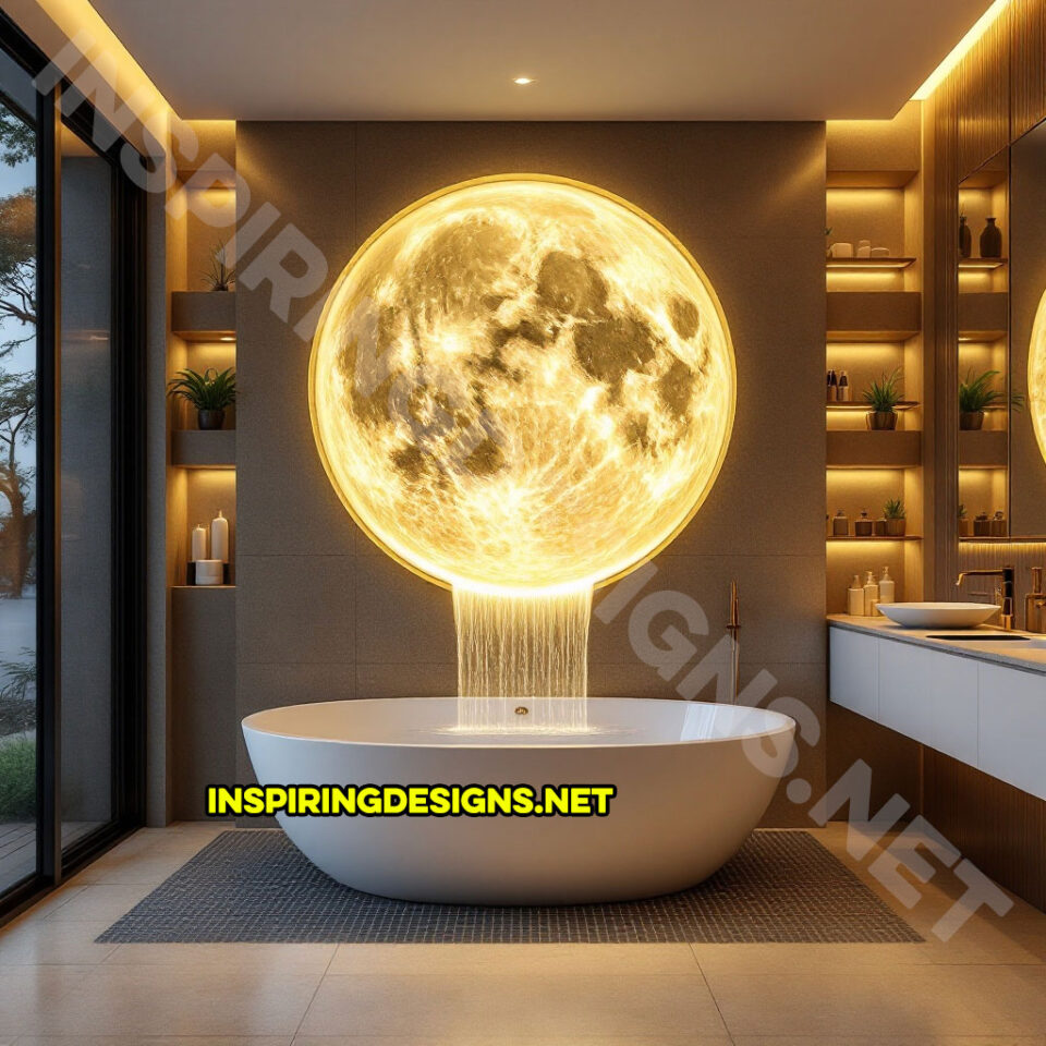 These Moon Waterfall Bathtubs Turn Bathing Into a Celestial Experience