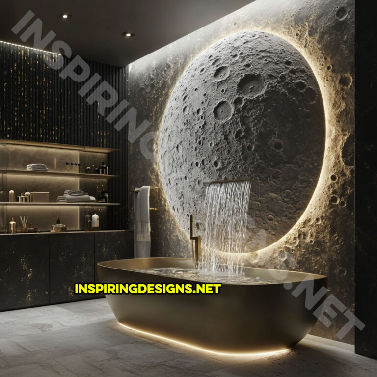 These Moon Waterfall Bathtubs Turn Bathing Into a Celestial Experience
