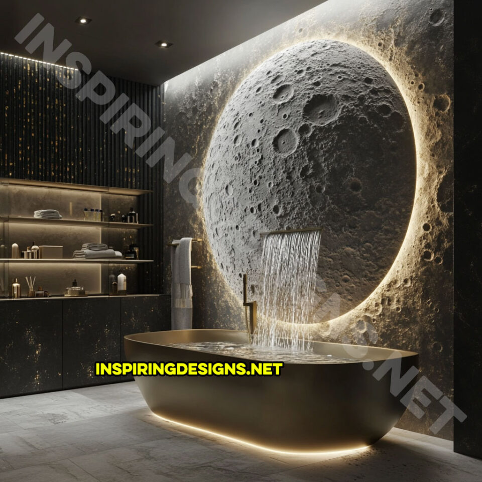 These Moon Waterfall Bathtubs Turn Bathing Into a Celestial Experience