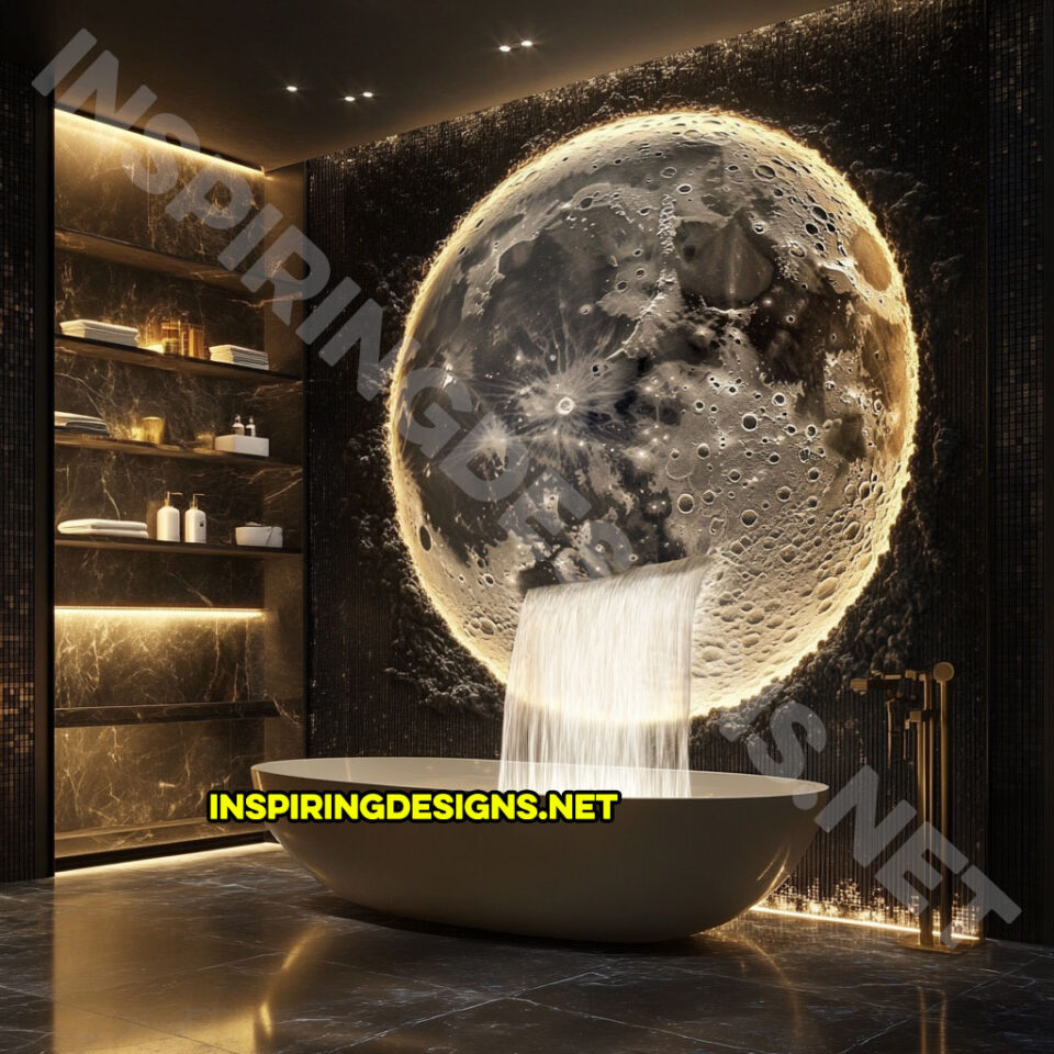 These Moon Waterfall Bathtubs Turn Bathing Into a Celestial Experience
