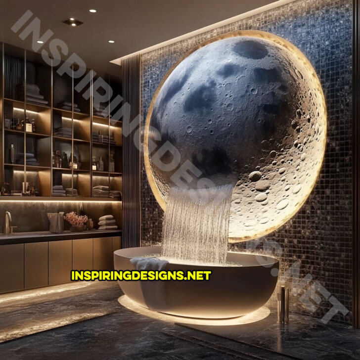 These Moon Waterfall Bathtubs Turn Bathing Into a Celestial Experience
