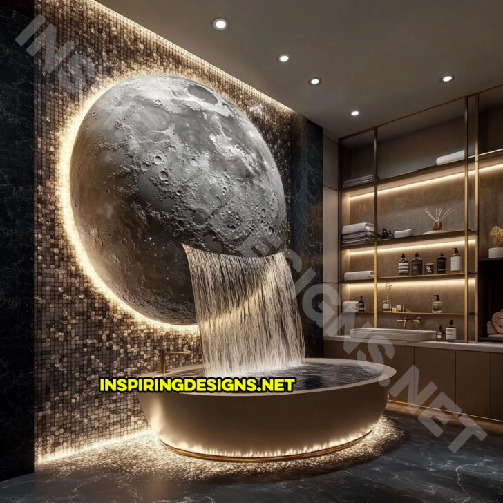 These Moon Waterfall Bathtubs Turn Bathing Into a Celestial Experience