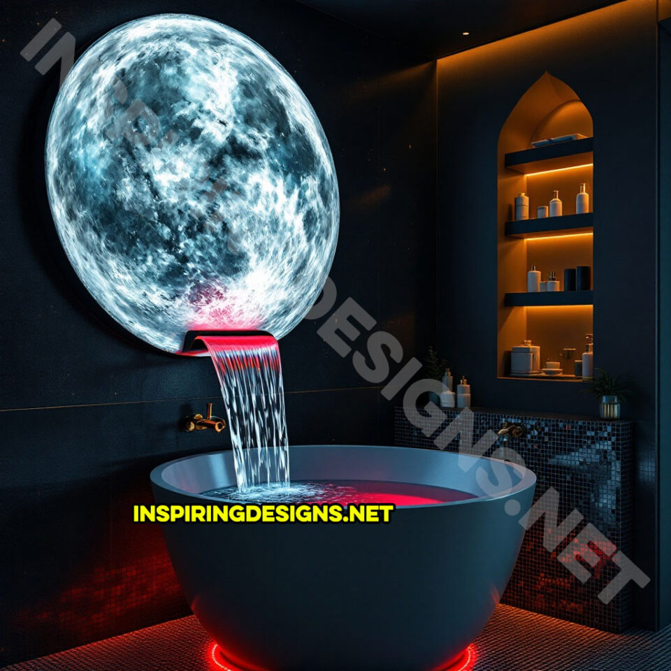 These Moon Waterfall Bathtubs Turn Bathing Into a Celestial Experience