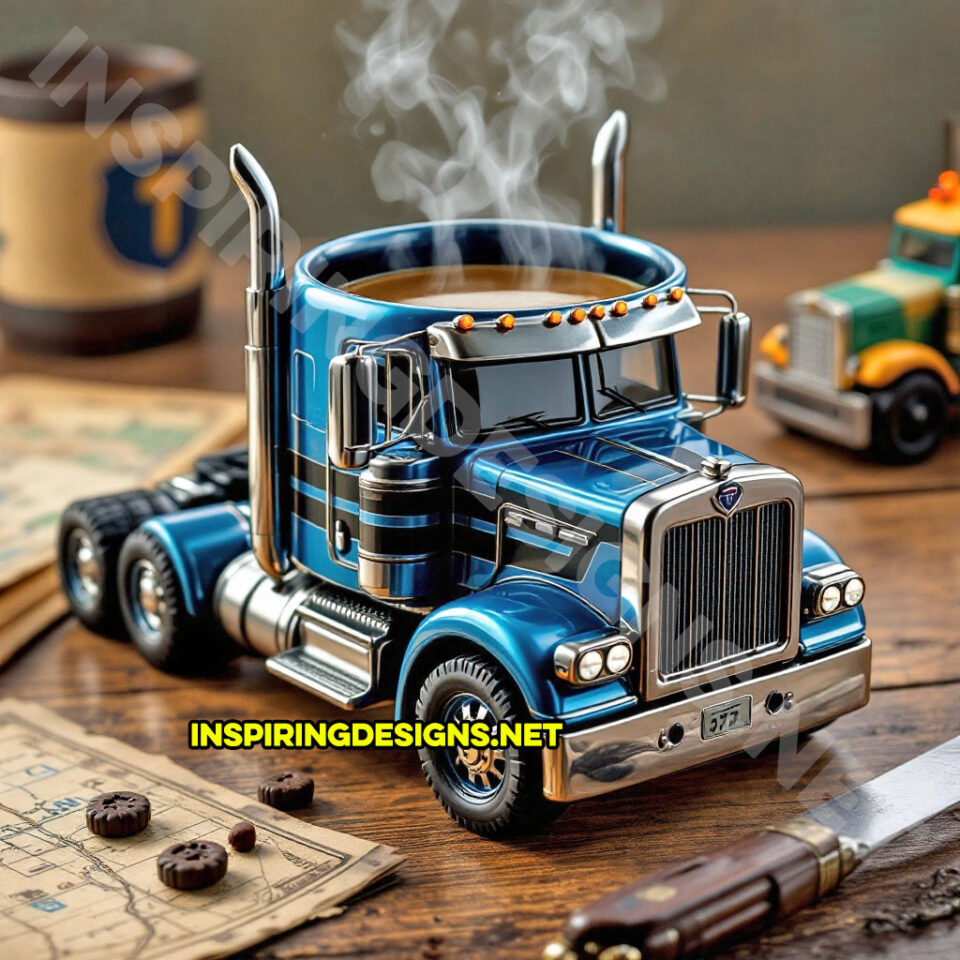 These Semi-Truck Coffee Mugs Are Perfect for Coffee-Loving Truckers
