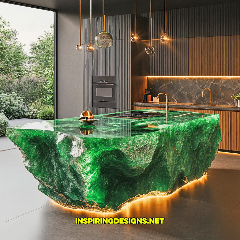 These Mineral Crystal Kitchen Islands Glow with Luxury and Elegance