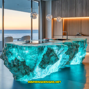 These Mineral Crystal Kitchen Islands Glow with Luxury and Elegance