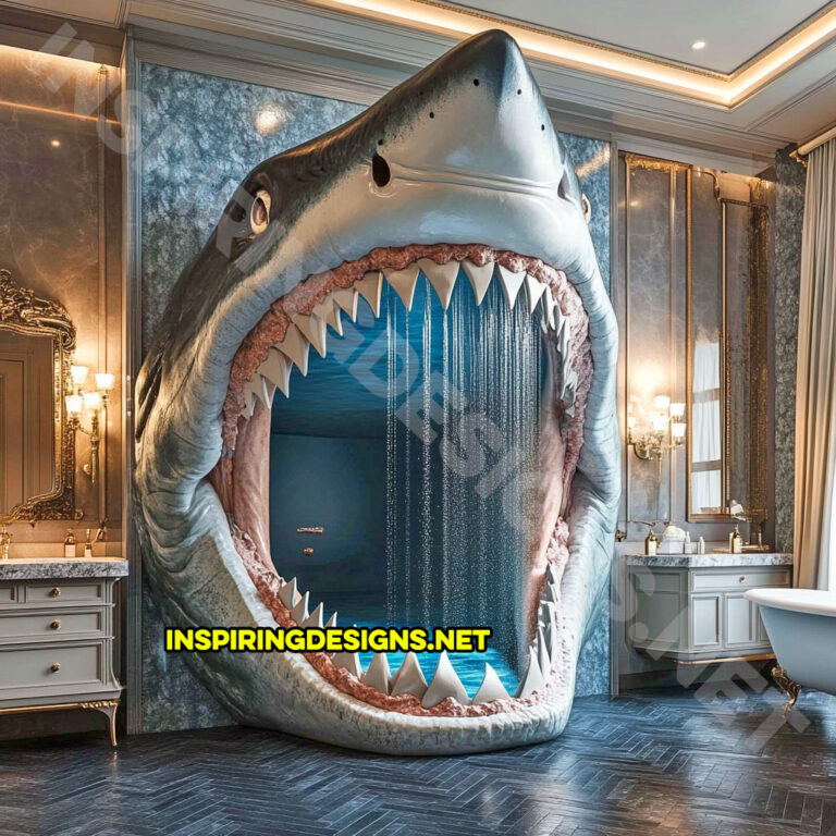 These Giant Shark Showers Let You Bathe Inside a Shark's Mouth