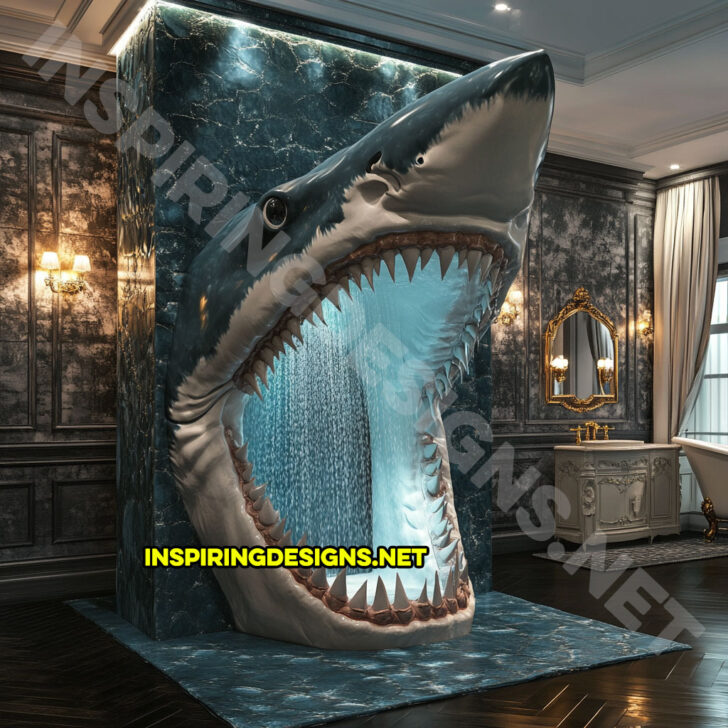 These Giant Shark Showers Let You Bathe Inside a Shark's Mouth