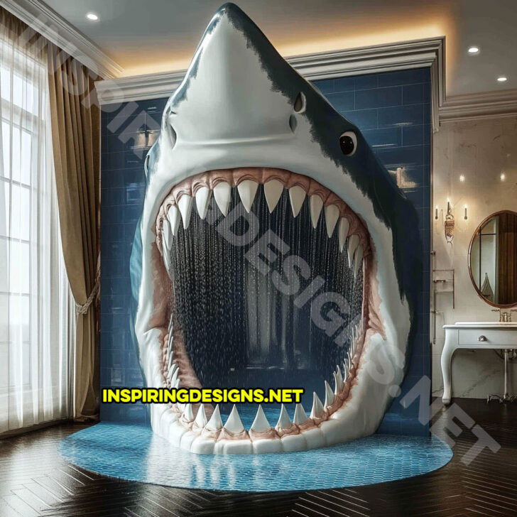 These Giant Shark Showers Let You Bathe Inside a Shark's Mouth
