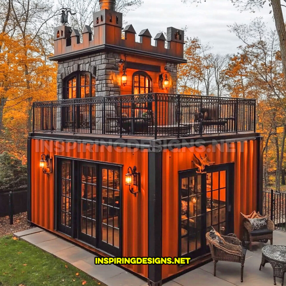 These Castle-Like Backyard Bars Are Made From Shipping Containers