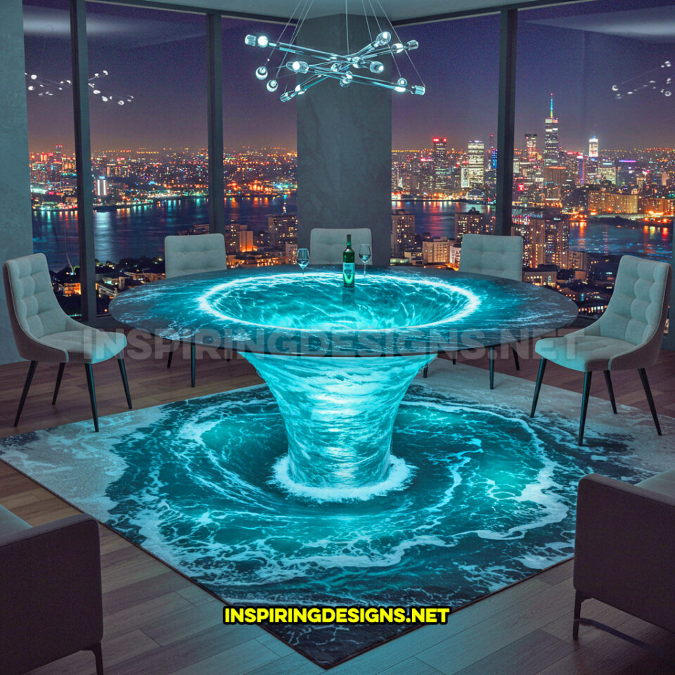 These Water Vortex Dining Tables Bring Motion to Your Meals