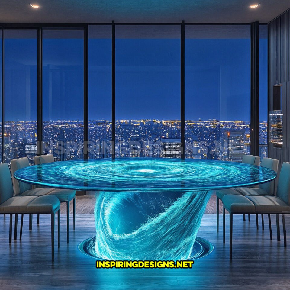 These Water Vortex Dining Tables Bring Motion to Your Meals