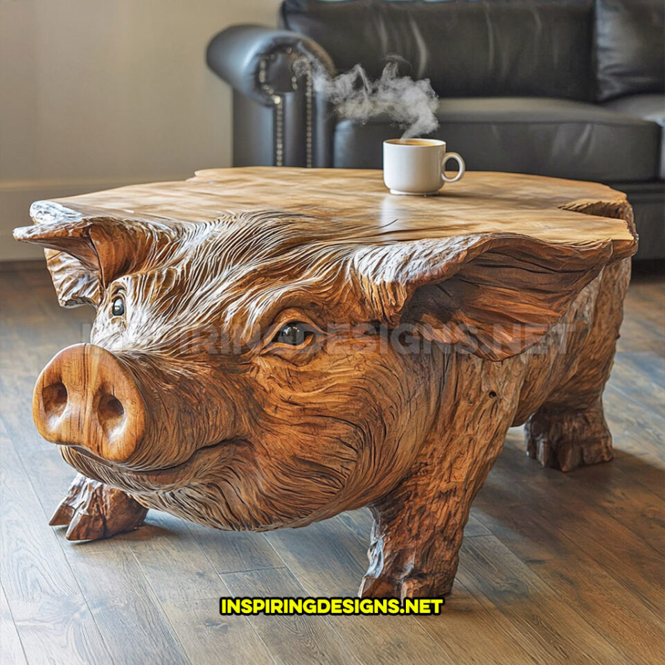 These Animal Shaped Coffee Tables Are Carved From One Large Piece Of Wood
