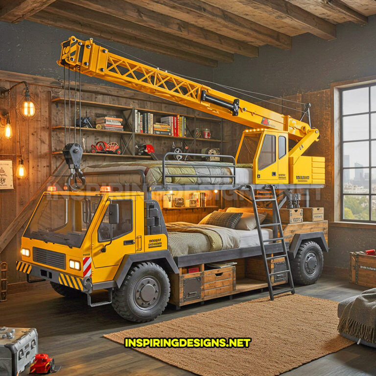 These Heavy Equipment Bunk Beds Turn Bedtime Into a Construction Adventure