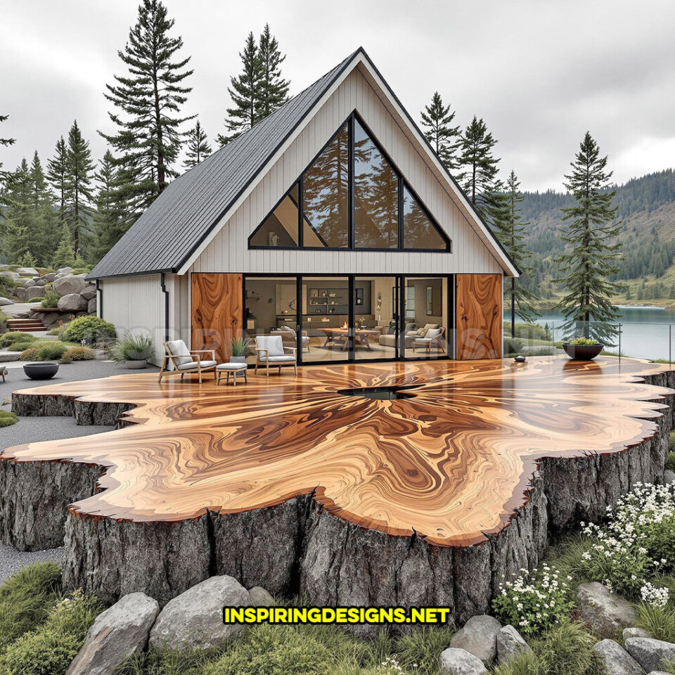 These Live Edge Wood Patios Bring High-End Craftsmanship to Backyard Spaces