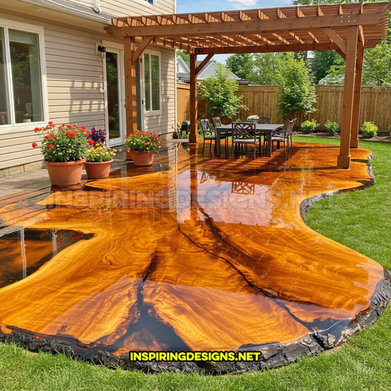 These Live Edge Wood Patios Bring High-End Craftsmanship to Backyard Spaces