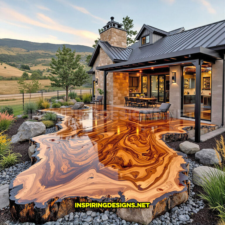 These Live Edge Wood Patios Bring High-End Craftsmanship to Backyard Spaces