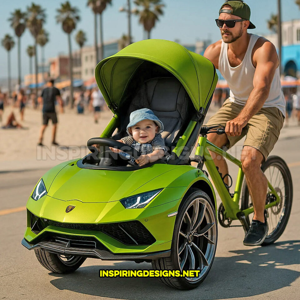 These Luxury Car Bike Strollers Turn Every Stroll Into a Mini Grand Prix