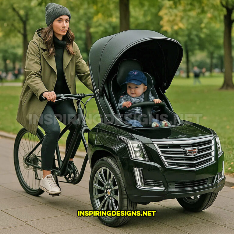 These Luxury Car Bike Strollers Turn Every Stroll Into a Mini Grand Prix