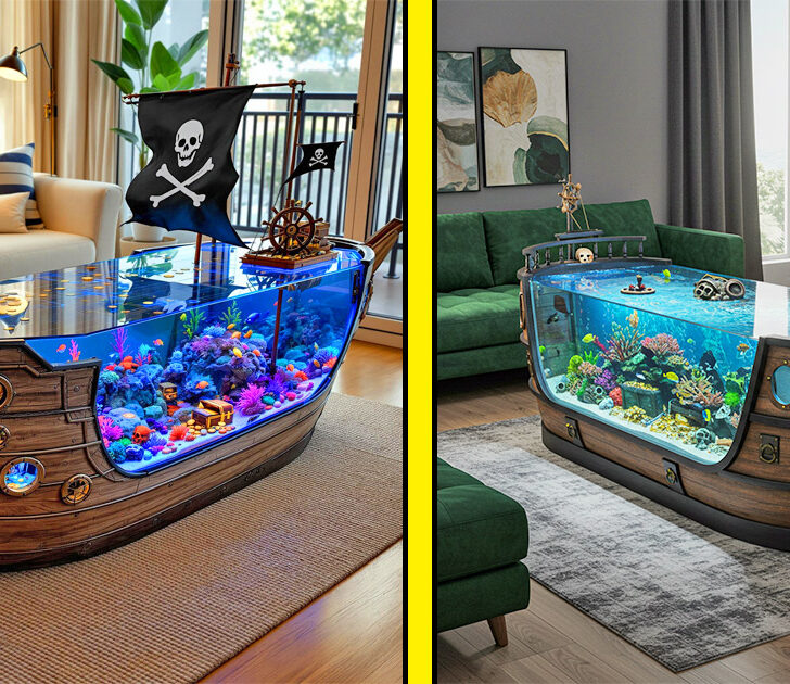 These Pirate Ship Aquarium Coffee Tables Are Where Fantasy and Fish ...