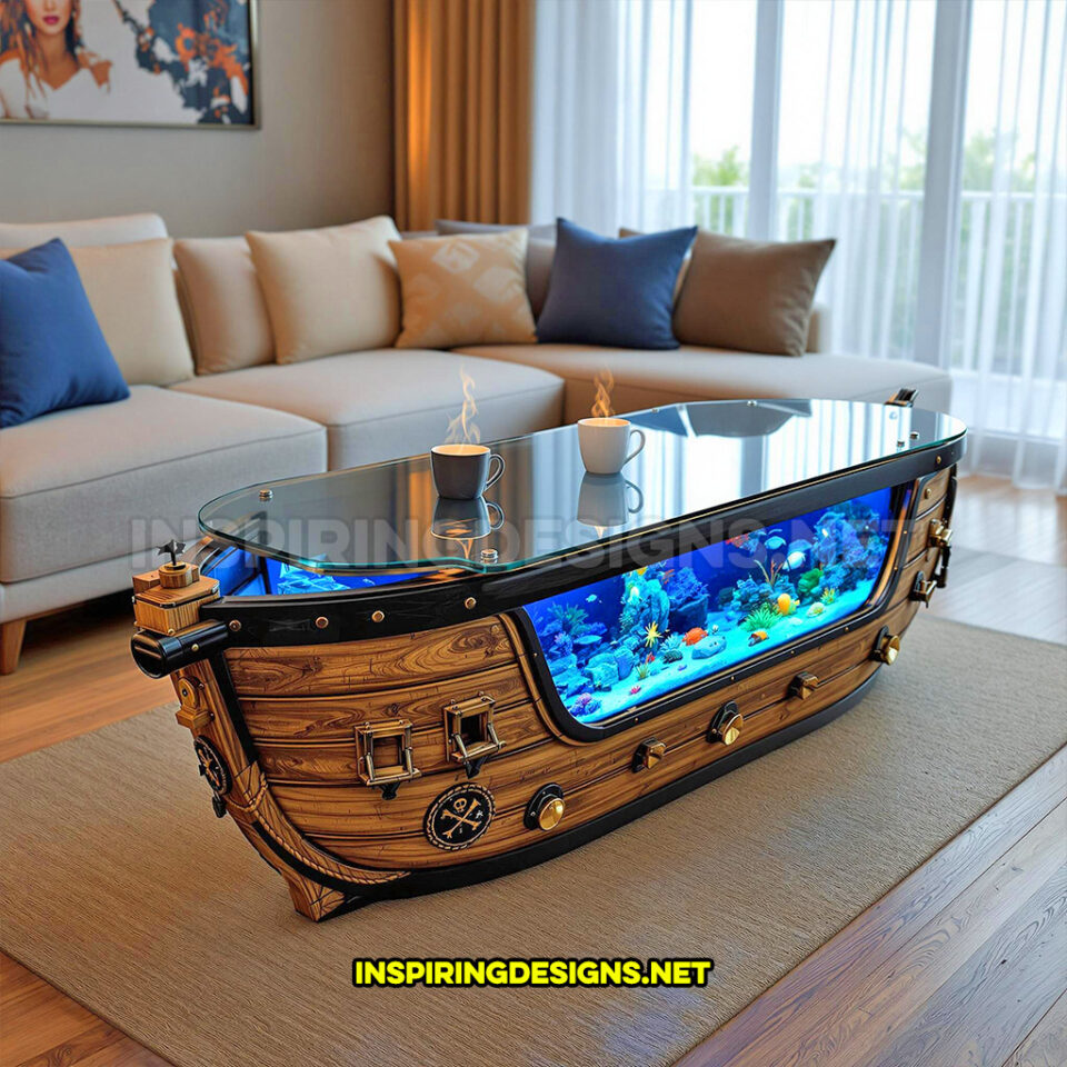 These Pirate Ship Aquarium Coffee Tables Are Where Fantasy and Fish Collide
