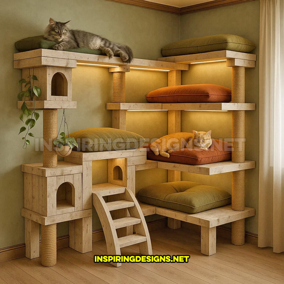 These Corner Cat Towers Turn Unused Space Into Feline Paradise