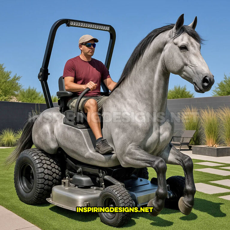 These Horse Lawn Mowers Turn Yard Work Into a Rodeo