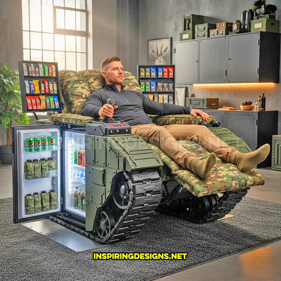 These Tank Recliners Have Built-in Mini Fridges and Snack Storage