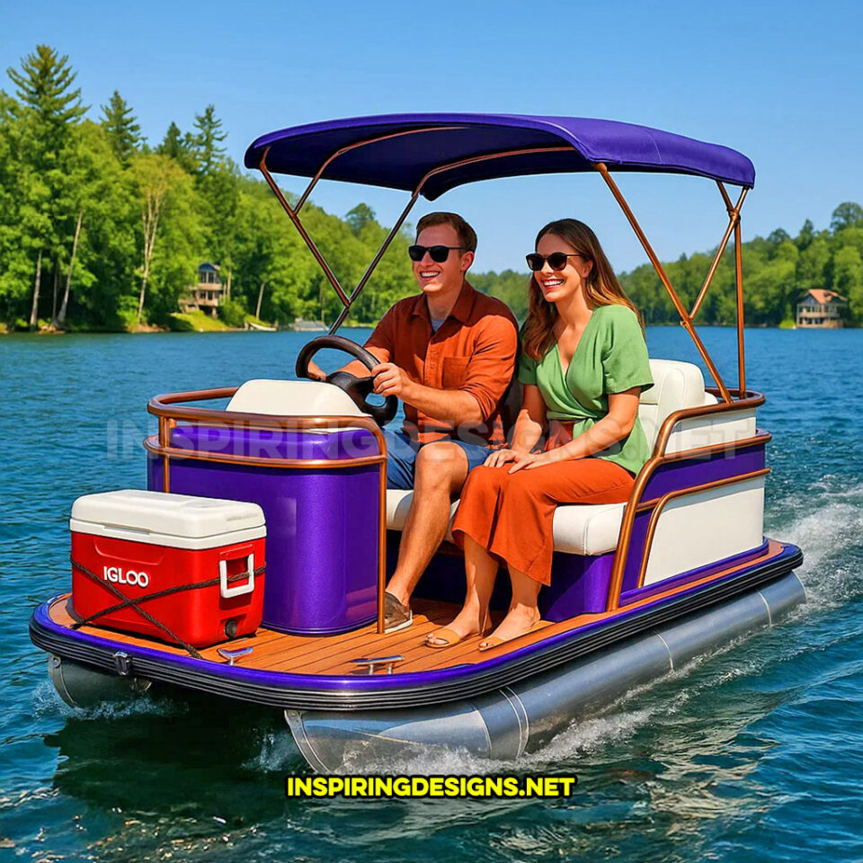 These Tiny Pontoon Boats Have Bimini's and Cooler Storage