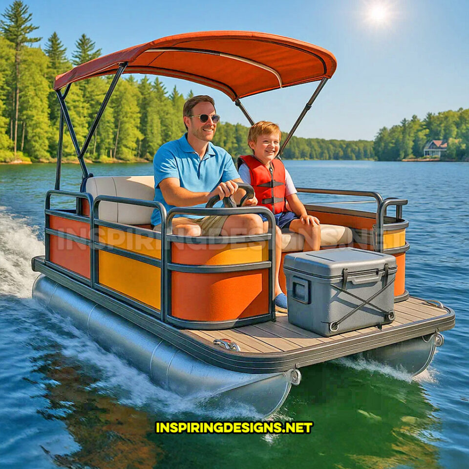 These Tiny Pontoon Boats Have Bimini's and Cooler Storage