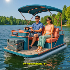 These Tiny Pontoon Boats Have Bimini's and Cooler Storage