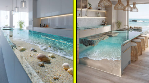 These Beach Countertops Feature Real Sand With Actual Flowing Water