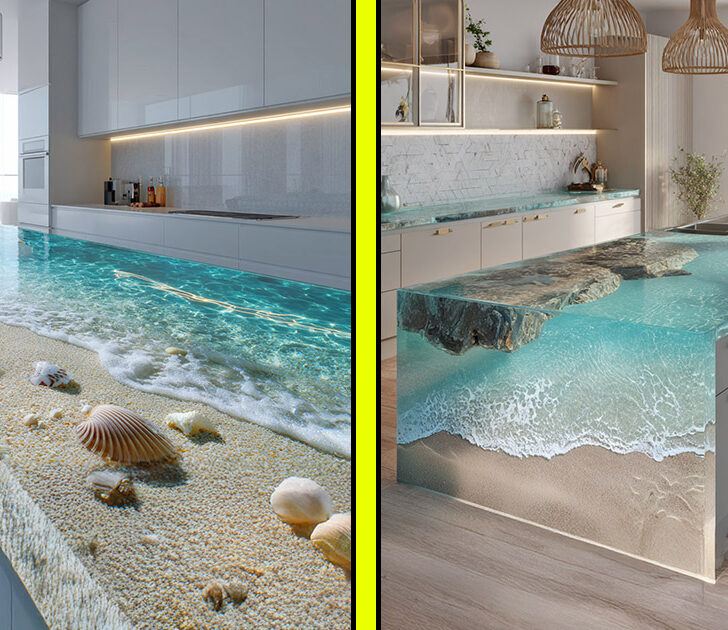 These Beach Countertops Feature Real Sand With Actual Flowing Water ...