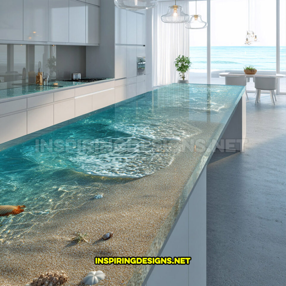 These Beach Countertops Feature Real Sand With Actual Flowing Water