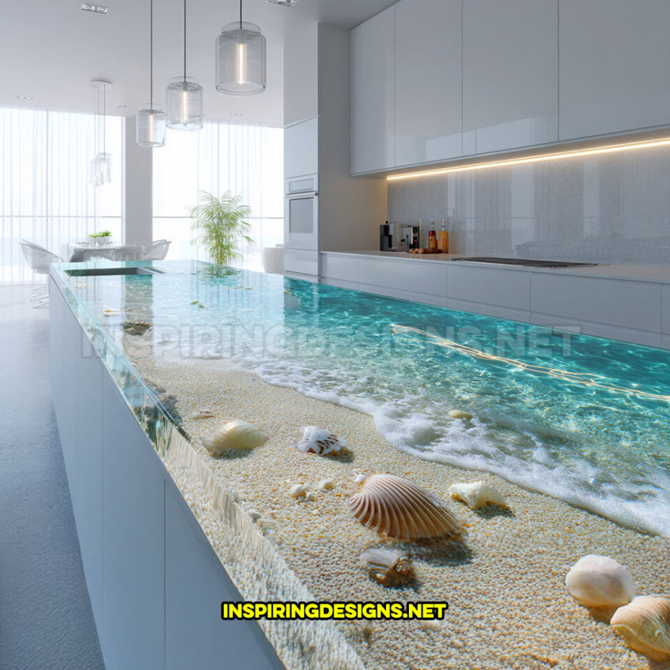 These Beach Countertops Feature Real Sand With Actual Flowing Water