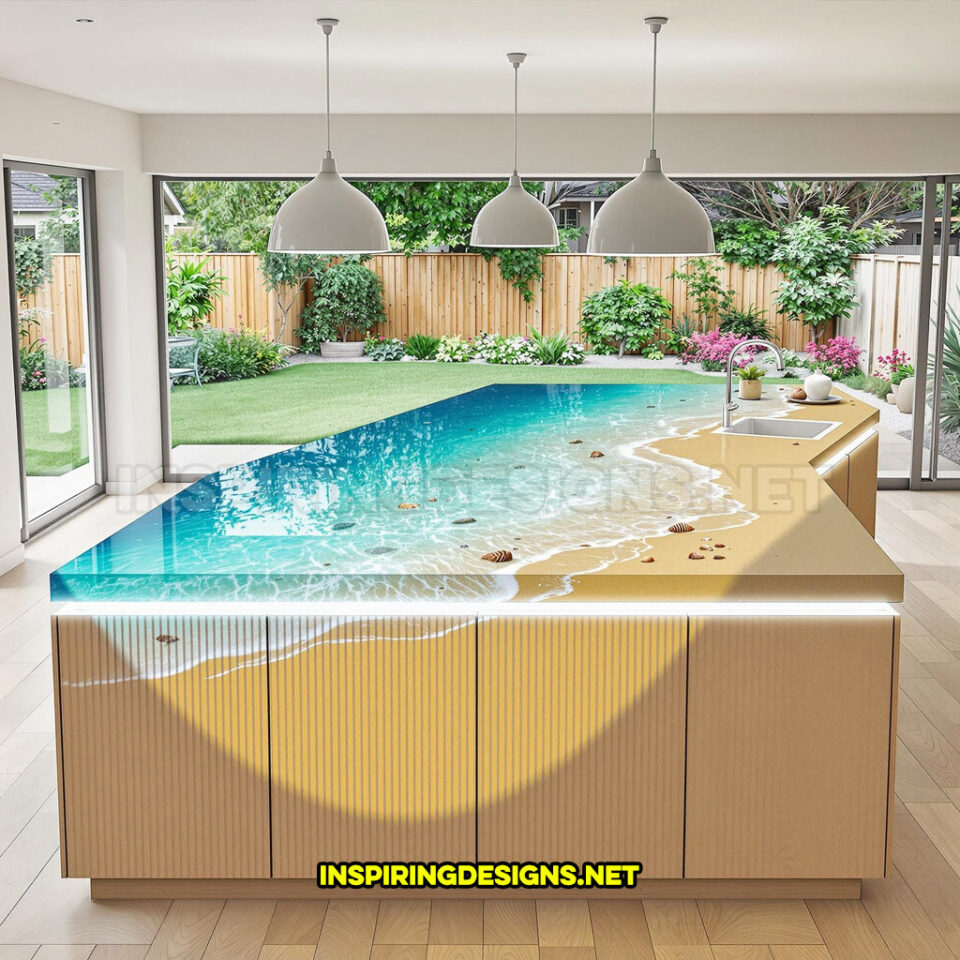 These Beach Countertops Feature Real Sand With Actual Flowing Water