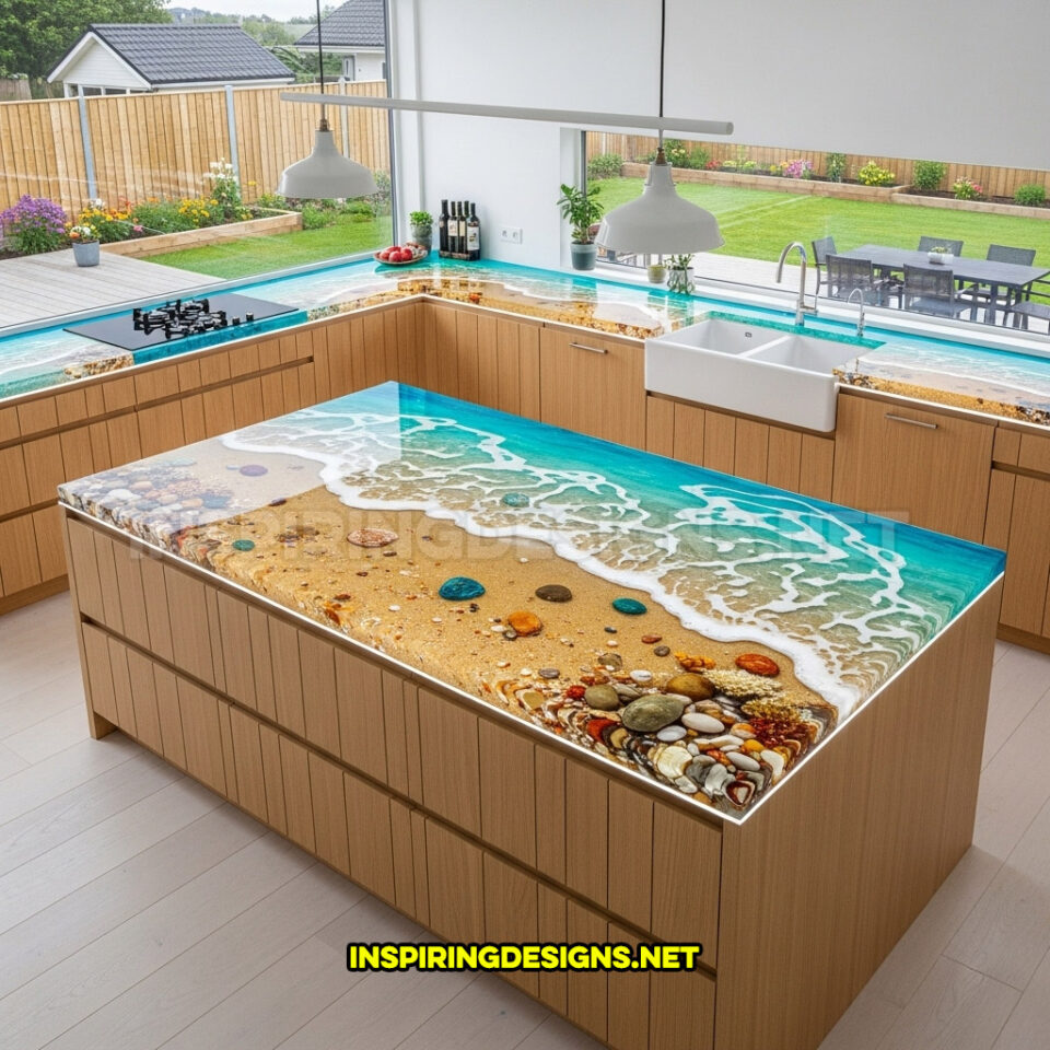 These Beach Countertops Feature Real Sand With Actual Flowing Water