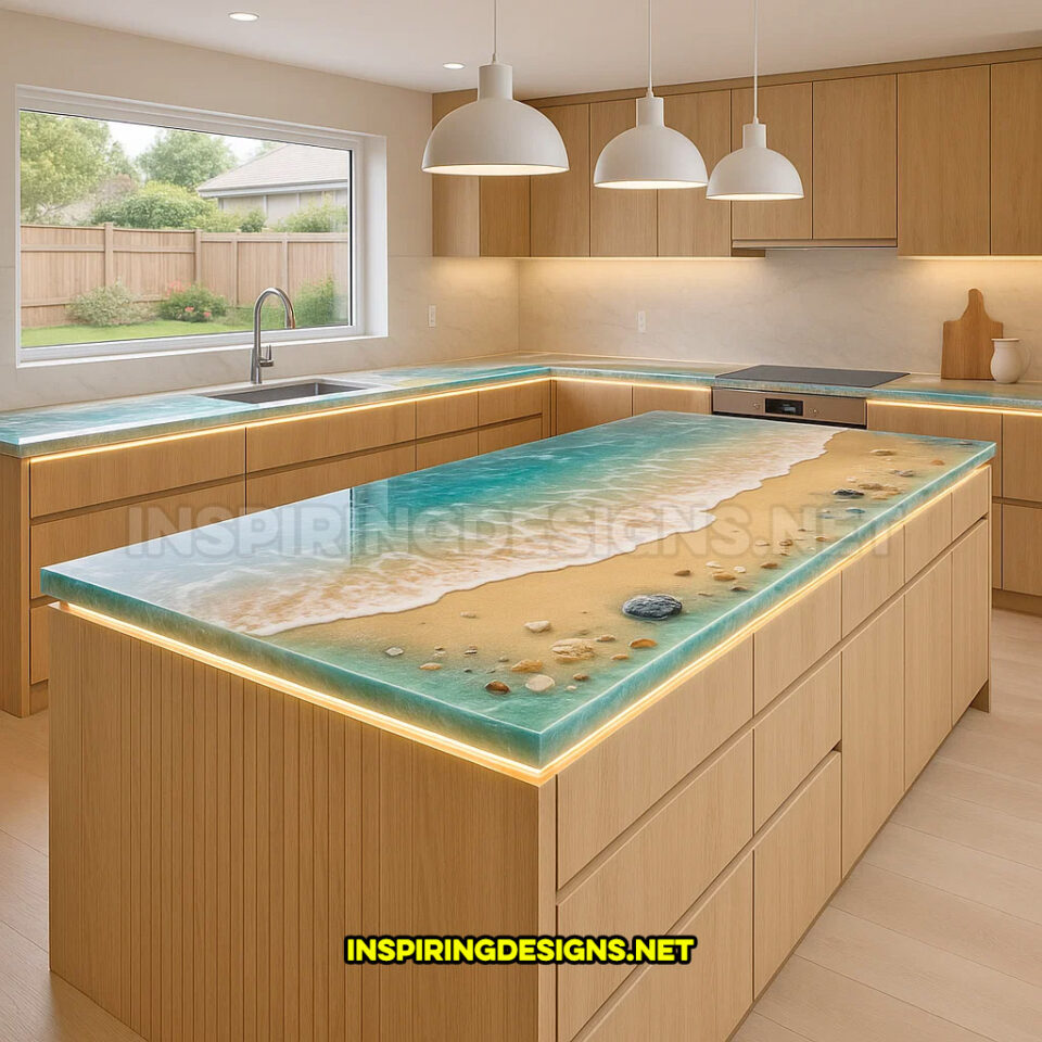 These Beach Countertops Feature Real Sand With Actual Flowing Water