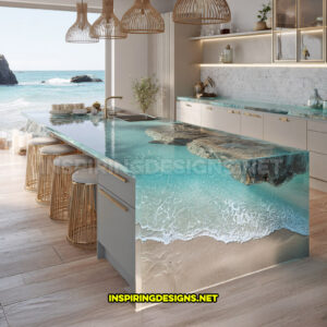 These Beach Countertops Feature Real Sand With Actual Flowing Water
