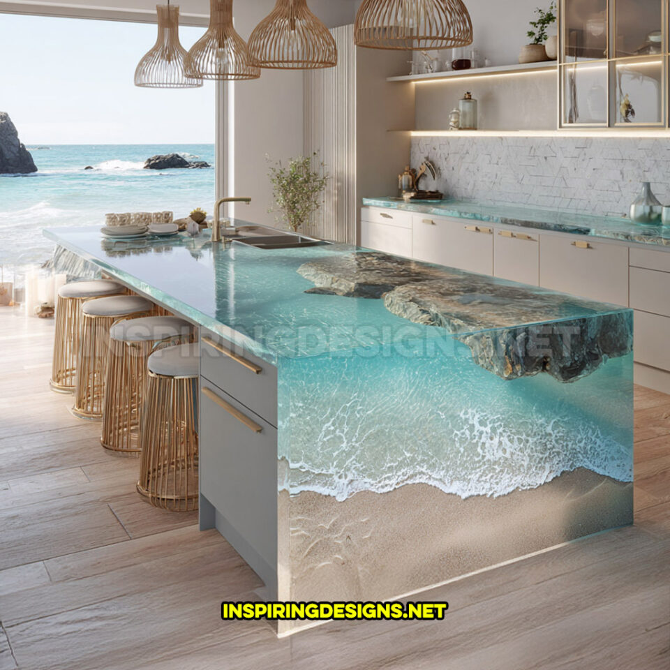 These Beach Countertops Feature Real Sand With Actual Flowing Water