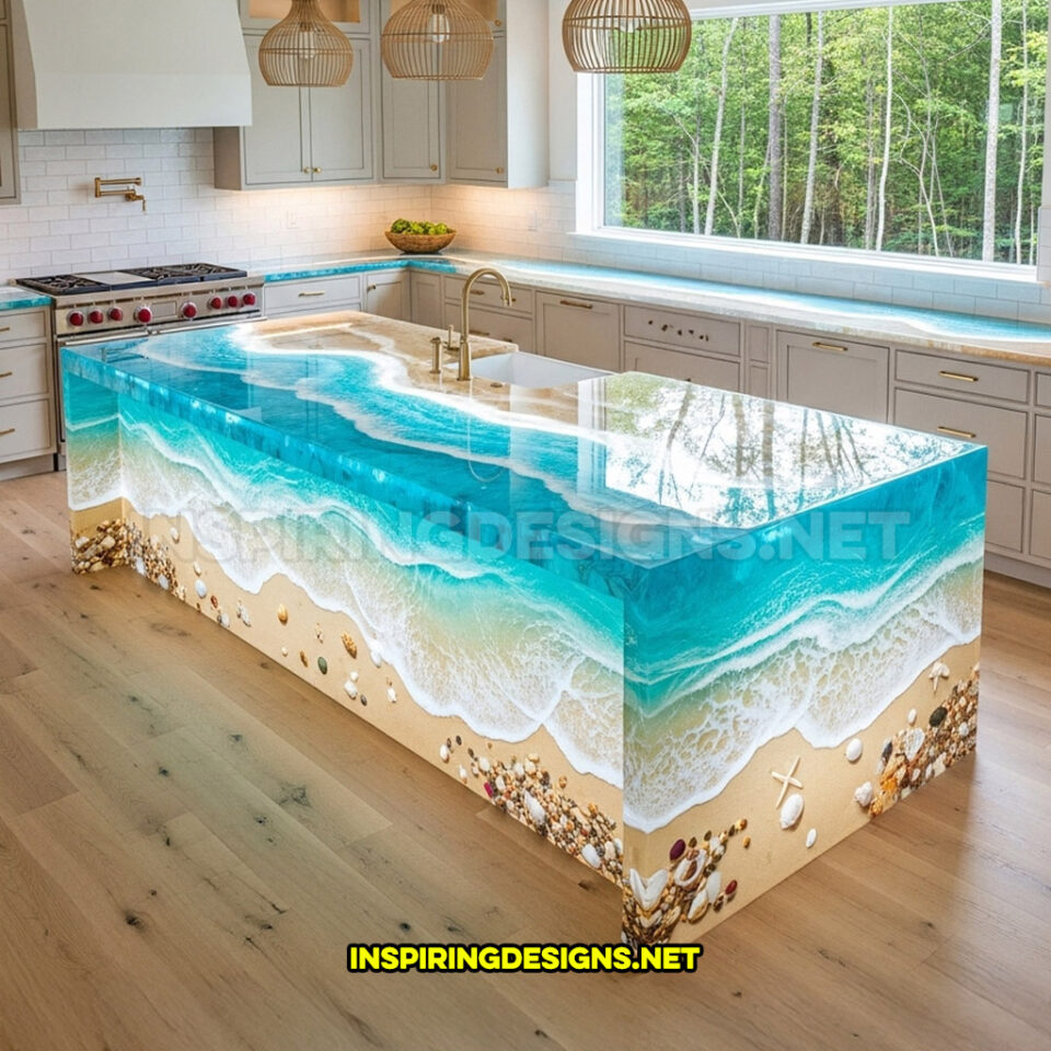 These Beach Countertops Feature Real Sand With Actual Flowing Water
