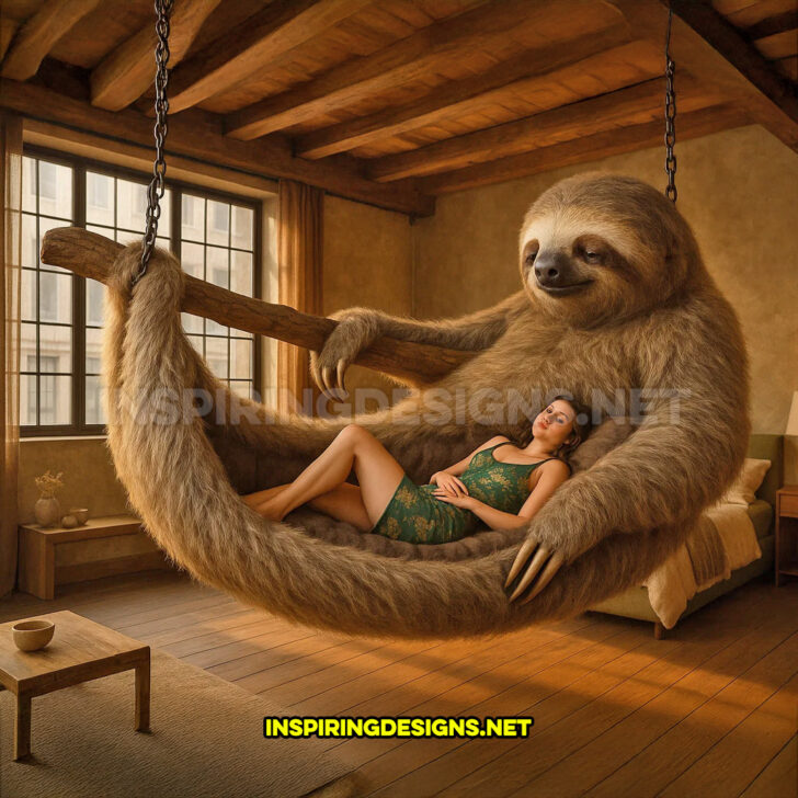 These Giant Sloth Swing Loungers Turn Nap Time Into a Cozy Jungle Retreat